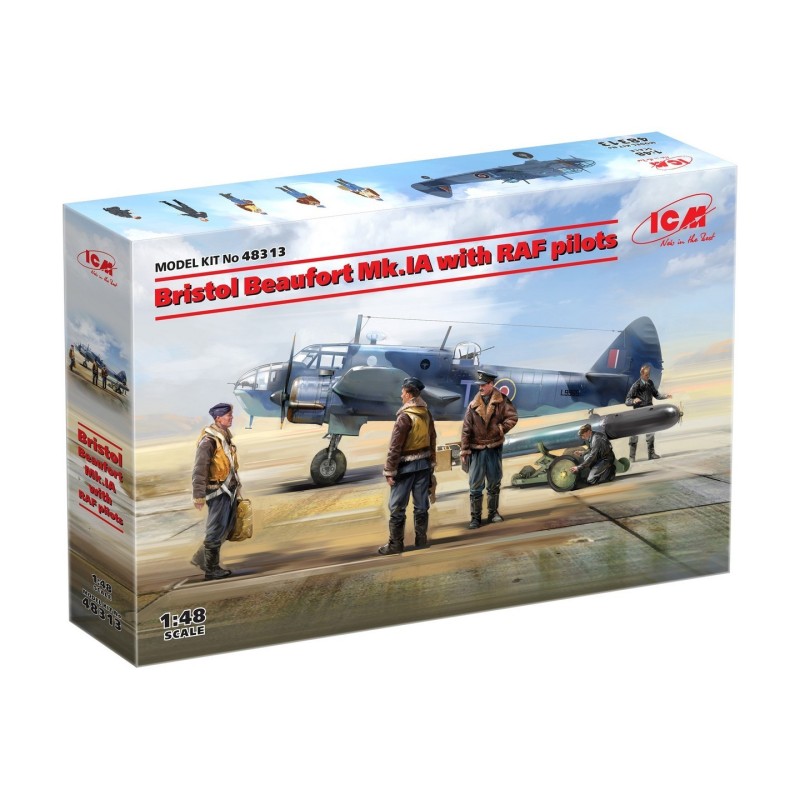 ICM48313 - Bristol Beaufort Mk.IA with RAF Pilots & Ground Staff Figures