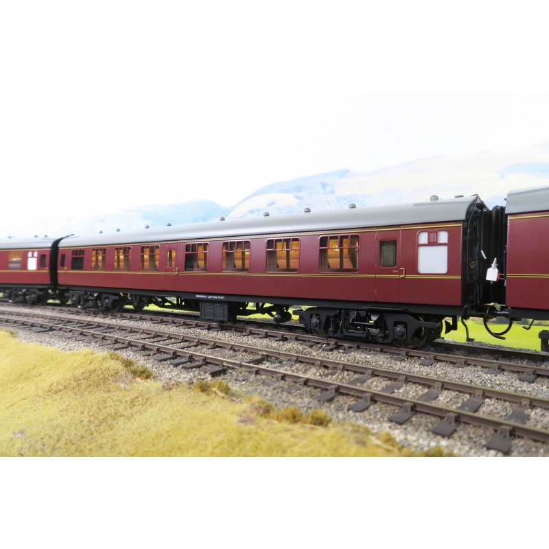 Maroon Coach Set A w CW Bogies - Darstaed 7mm Finescale O Gauge Mk1 ...